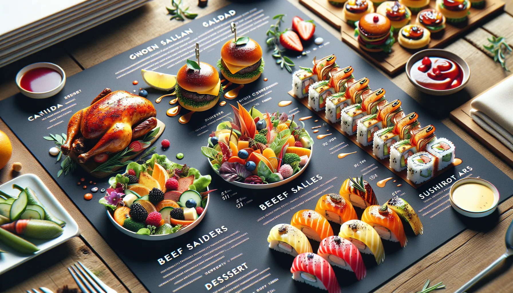 What are the essential catering menu items?