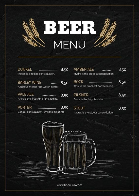 Best brewery menu templates and examples