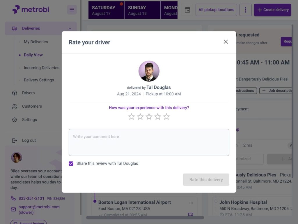 Metrobi Features: All in one delivery management solution